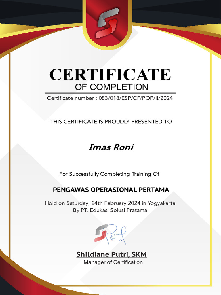 Sertifikat - Imas Roni | PDF