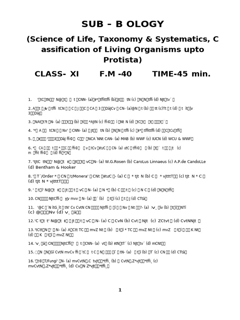 Xi 1st - Upto Protista. | PDF