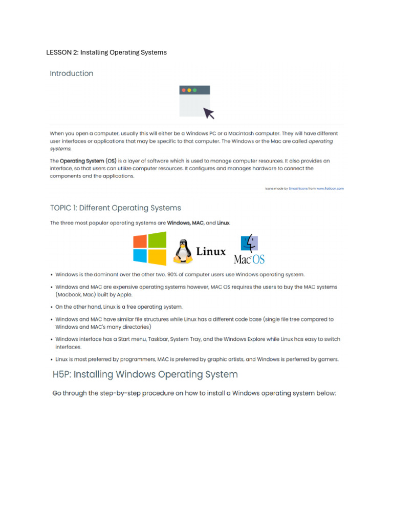 LESSON 2 Installing Operating Systems | PDF