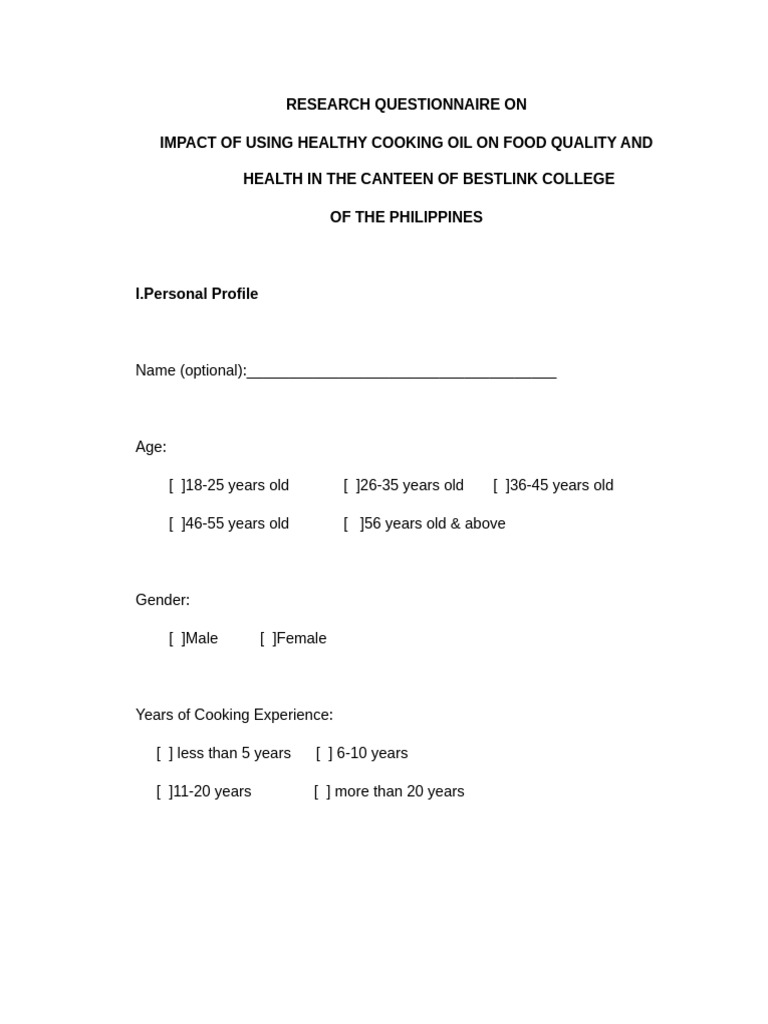 Healthy Cooking Oil Impact Survey | PDF | Cooking Oil | Cooking