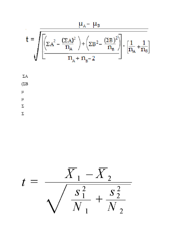 Independent Samples T Test Calculation | PDF