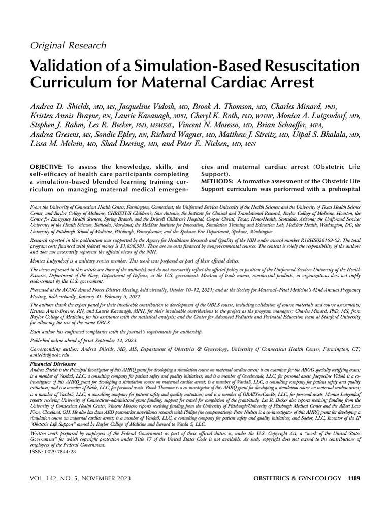 Maternal Cardiac Arrest Training Validation | PDF | Emergency Medical ...