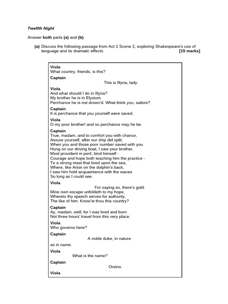 Twelfth Night Act-1-Scene-2 Viola | PDF | Twelfth Night