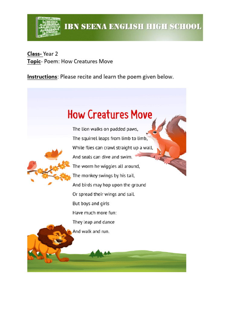 Poem-2 How Creatures Move | PDF