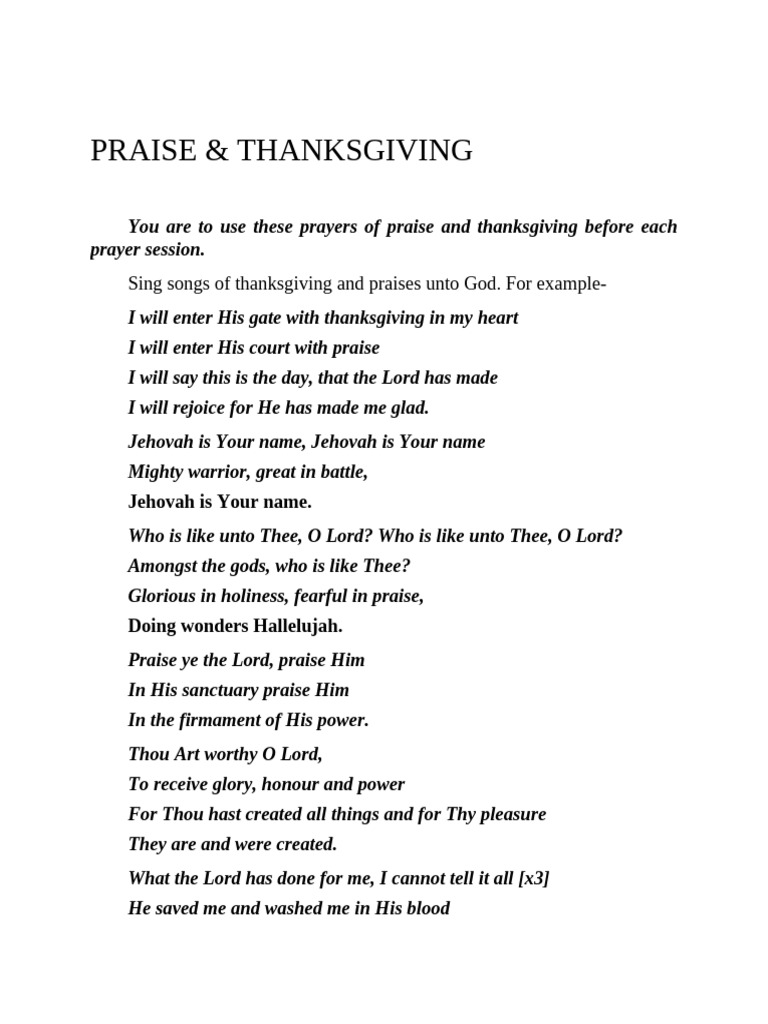 Praise & Thanksgiving: Sing Songs of Thanksgiving and Praises Unto God ...
