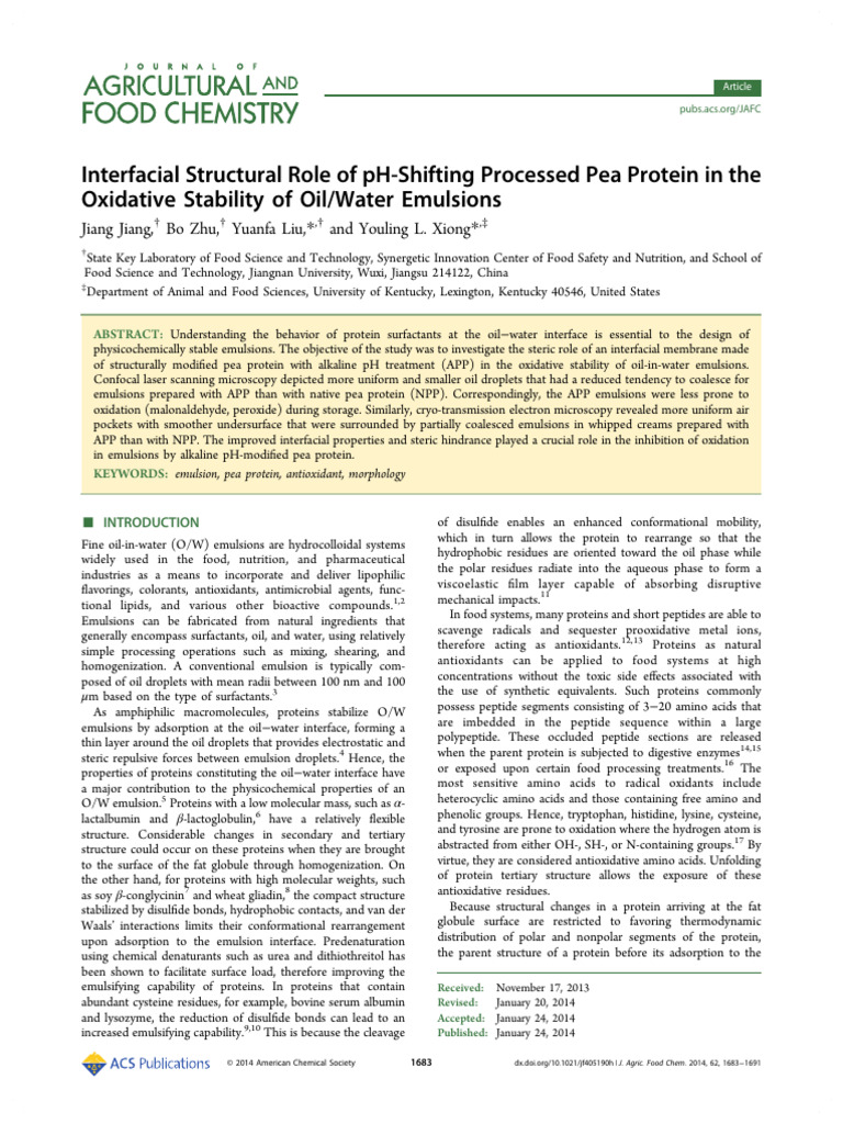 Xiong Et Al 2014 Interfacial Structural Role of PH Shifting Processed ...