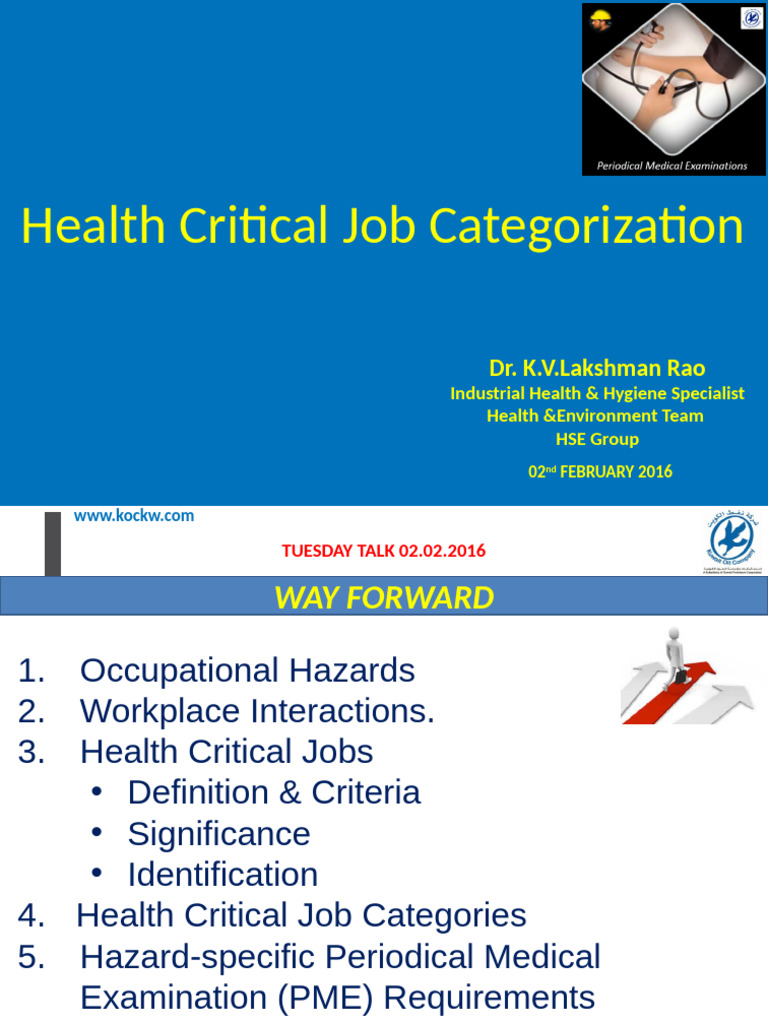 Health Critical Job Categorization Guide | PDF | Hazards | Occupational ...