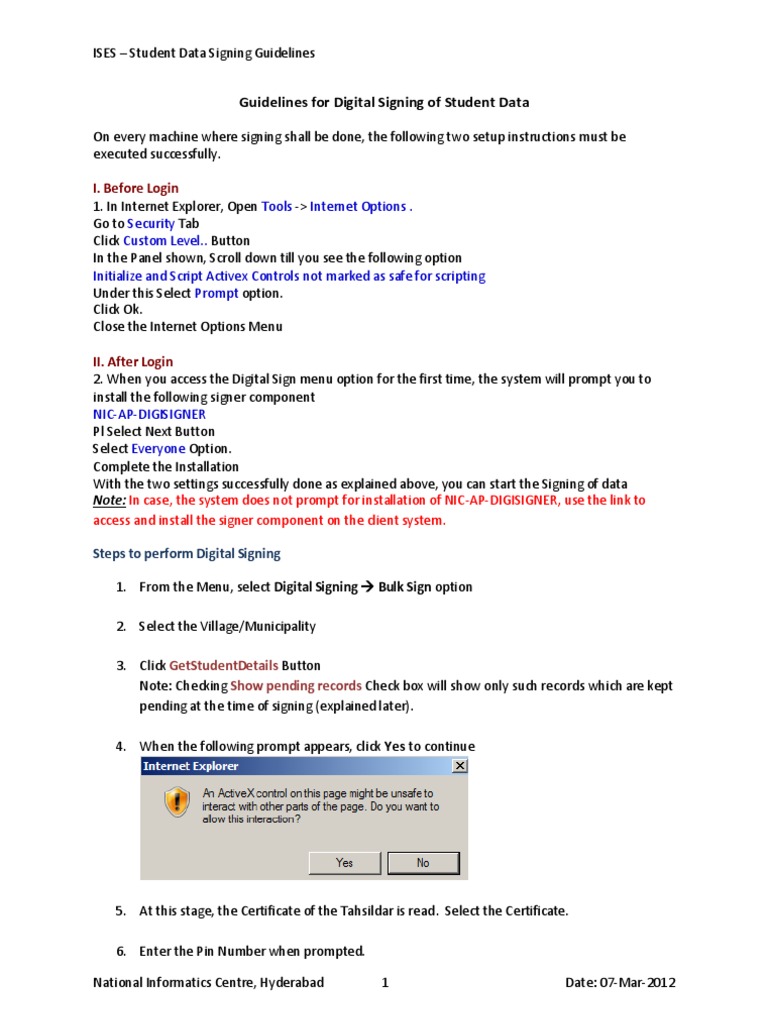 ISES Student Data Signing Guidelines | PDF | Public Key Certificate ...
