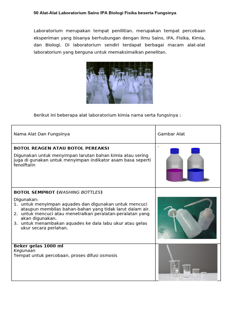 50 Alat Laboratorium Sains dan Fungsinya | PDF