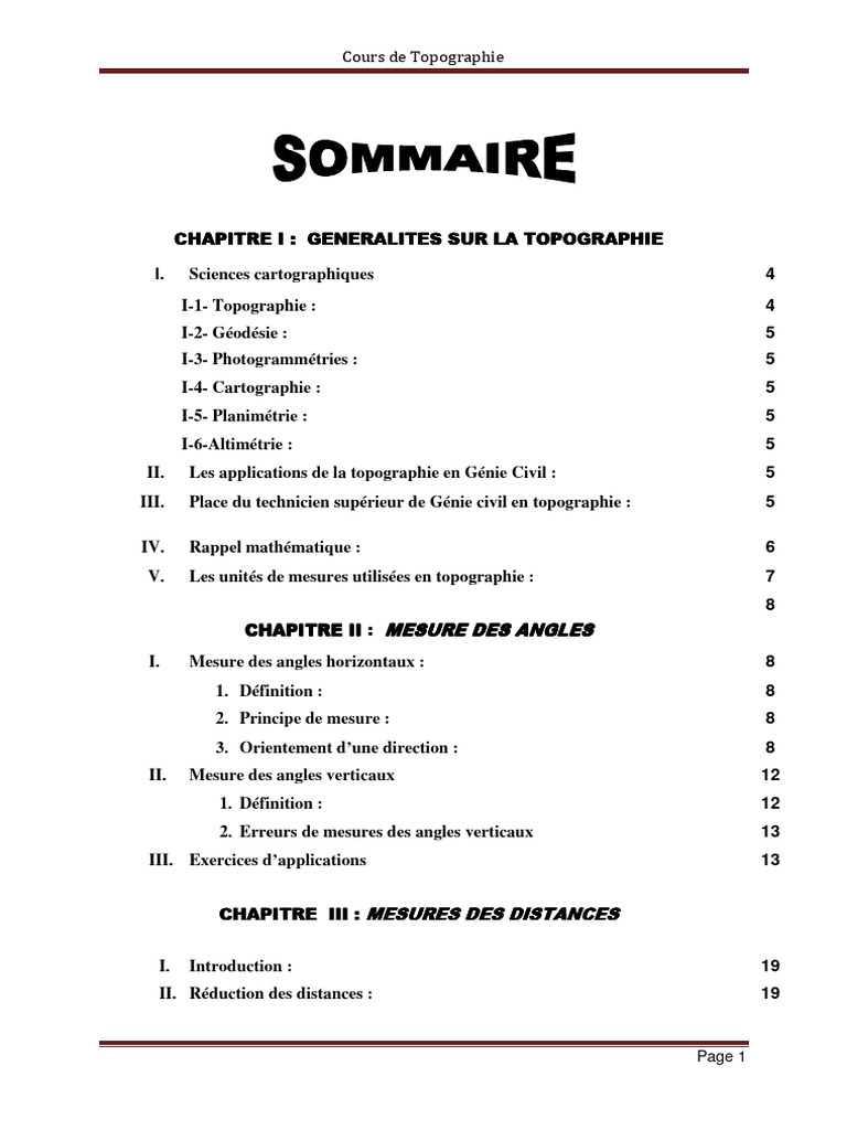 Cours de Topographie Militaire | PDF | Topographie | Angle