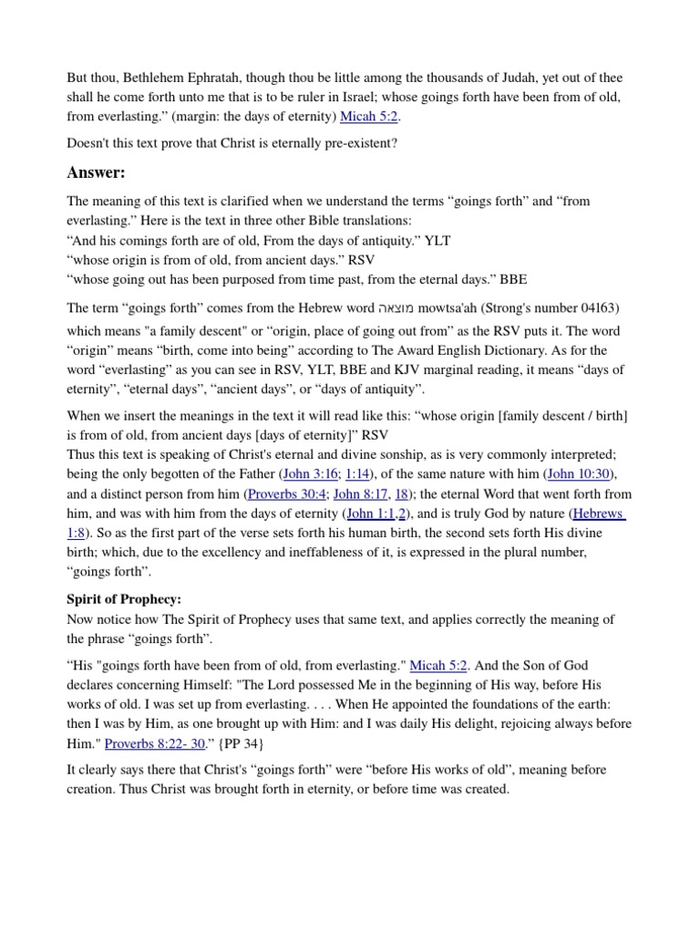 Christ's Eternal Origin in Micah 5:2 | PDF