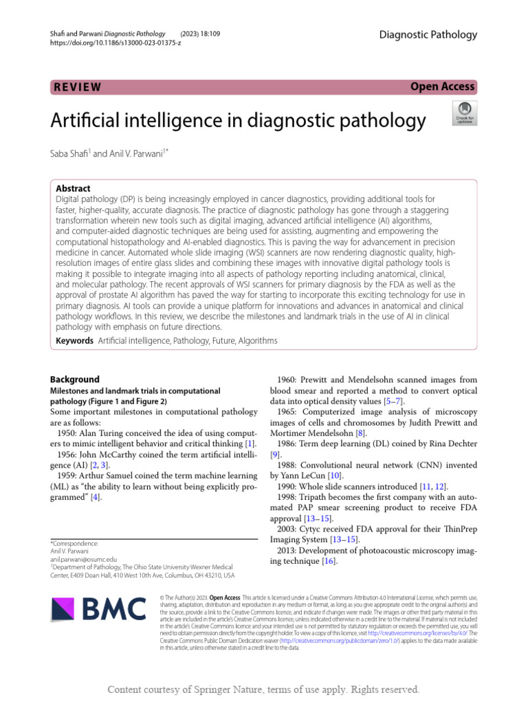 AI Advancements in Diagnostic Pathology | PDF | Pathology | Artificial ...