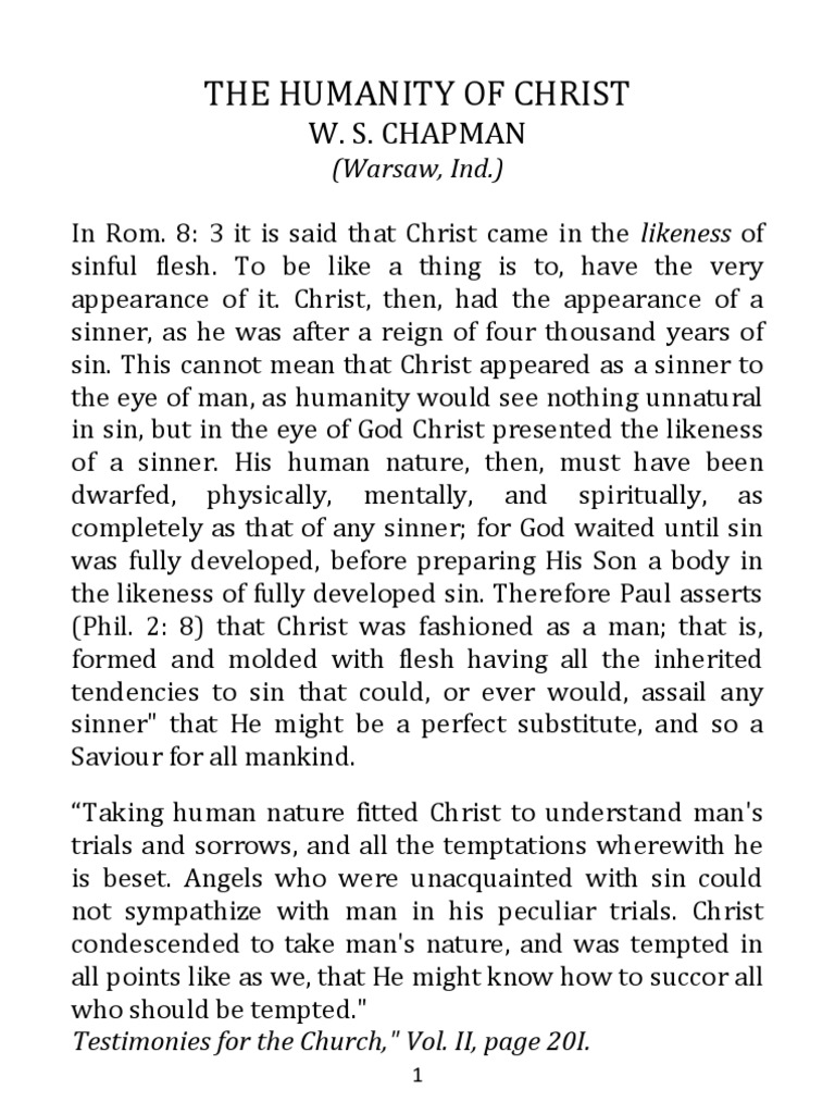 The Humanity of Christ | PDF | Sin | Metaphysics Of Religion