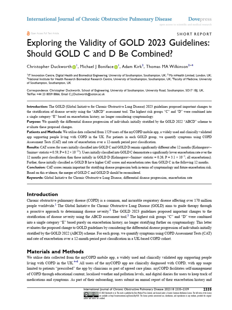 Validity of GOLD 2023 COPD Guidelines | PDF | Chronic Obstructive ...