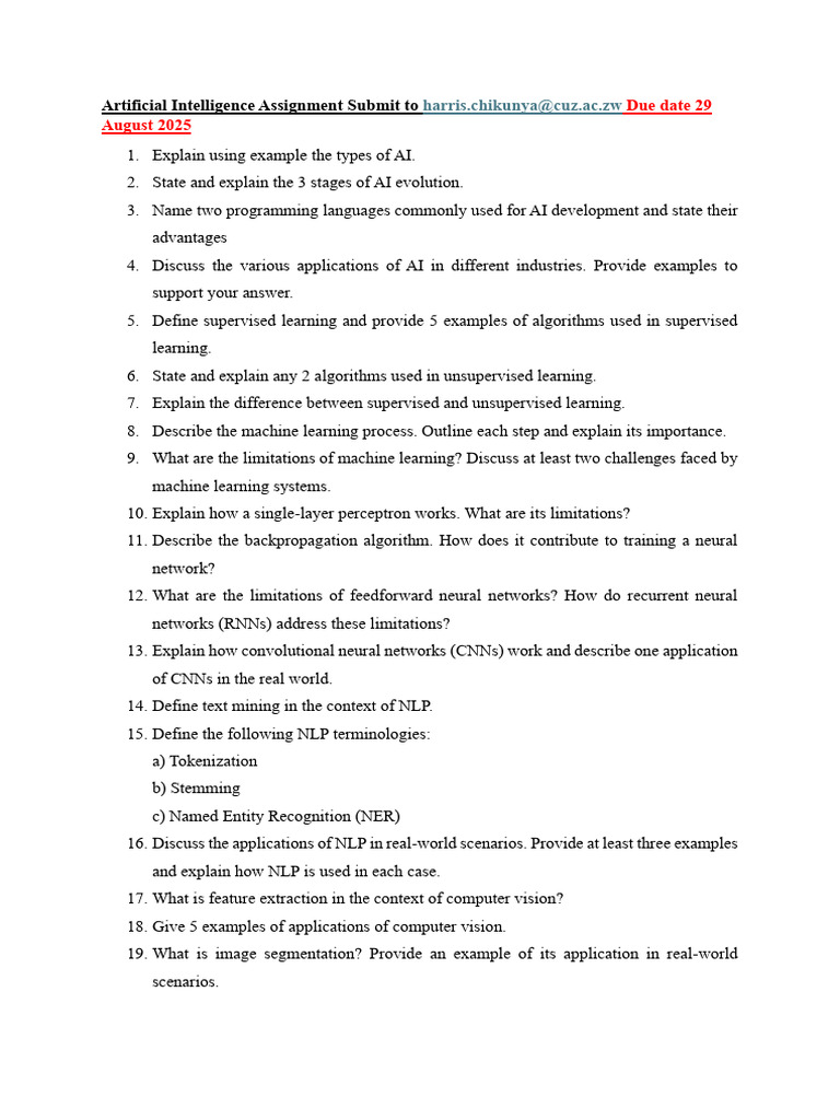 AI Assignment Guidelines and Topics | PDF