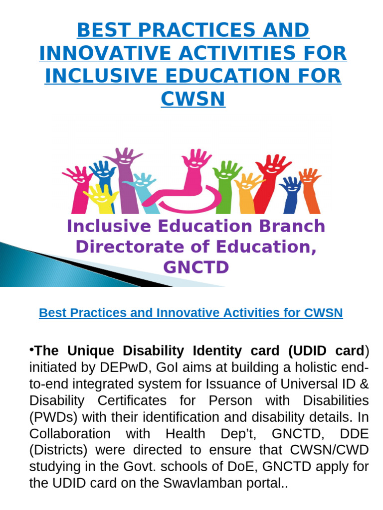 Inclusive Education Best Practices for CWSN | PDF | Accessibility ...