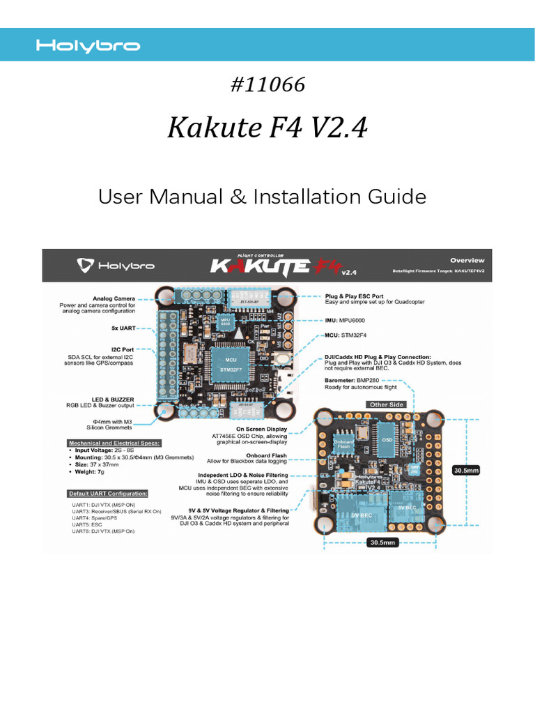 Holybro Kakute F4 V2.4 Manual | PDF | Computer Engineering | Electronics