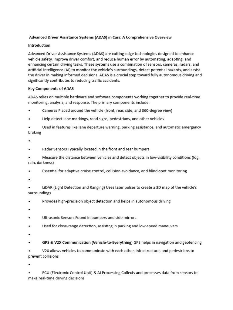 Advanced Driver Assistance Systems | PDF | Vehicles | Road Safety