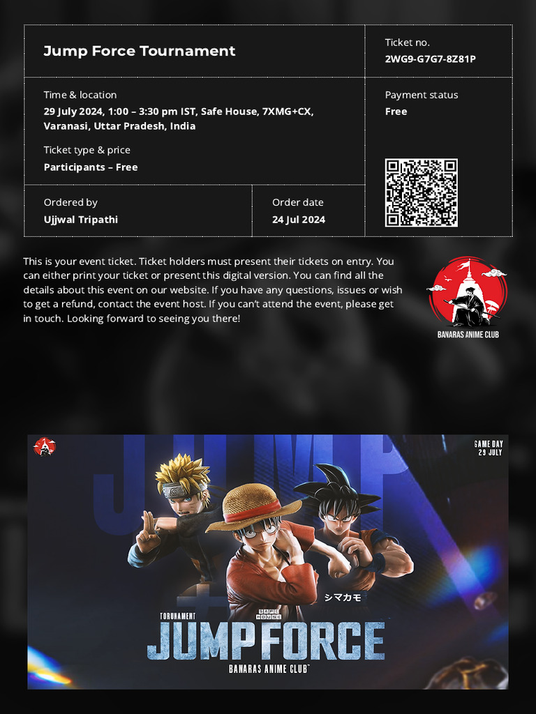 Jump Force Tournament Ticket Details | PDF