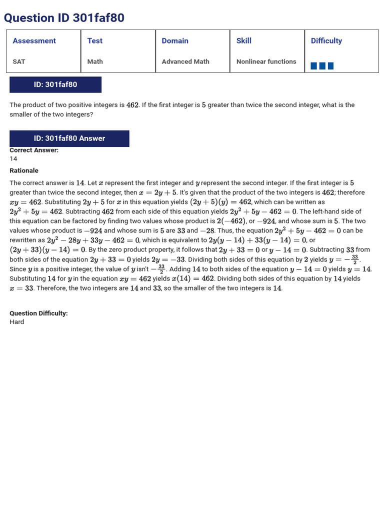 SAT Suite Math Hard Advanced Math Question Bank - Results | PDF ...