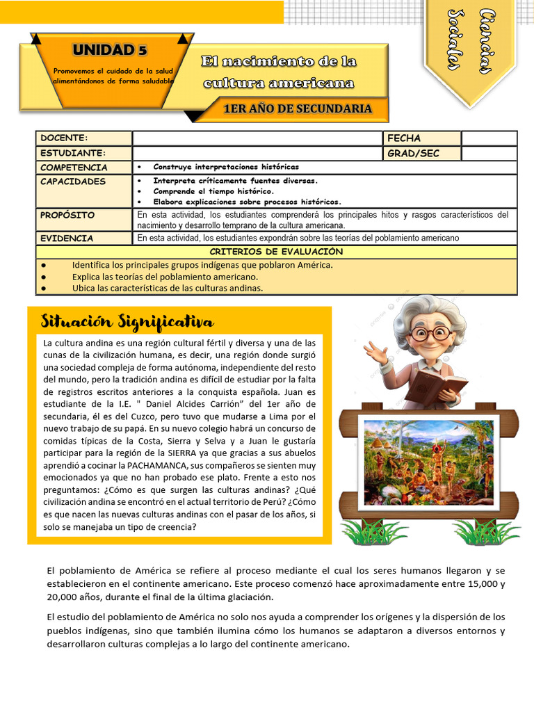 Ficha de Actividad CCSS 1° - Semana 1 | PDF | Américas