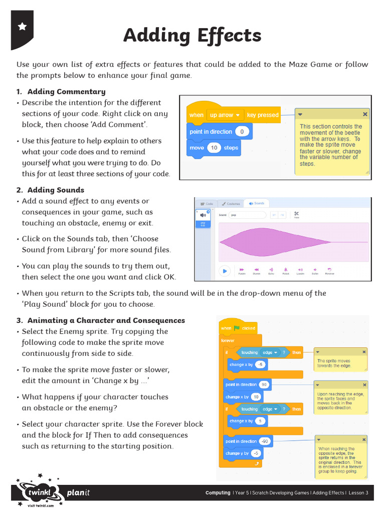 Enhance Your Maze Game with Effects | PDF | Scratch (Programming Language)