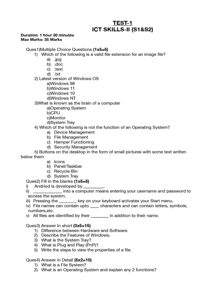 ICT s1&2 Test | PDF | Graphical User Interfaces | Computer Science