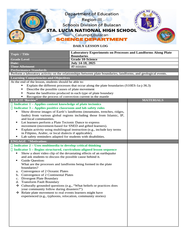 Sample DLL COI For Teacher IV | PDF | Plate Tectonics | Volcano