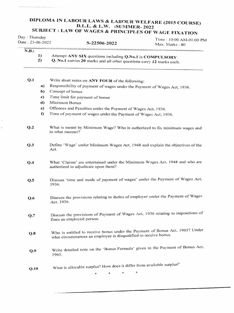 22506-Law of Wages Principles of Wage Fixation | PDF