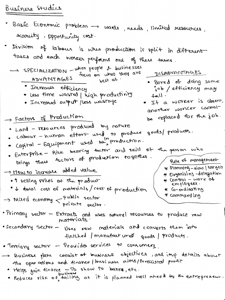 Igcse Business 0450 Notes | PDF | Taxes | Profit (Economics)