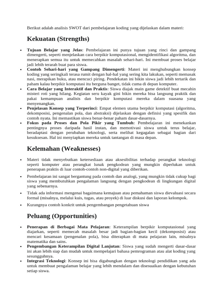 Analisi Swot Video Pembelajaran Yoni Priyanto | PDF