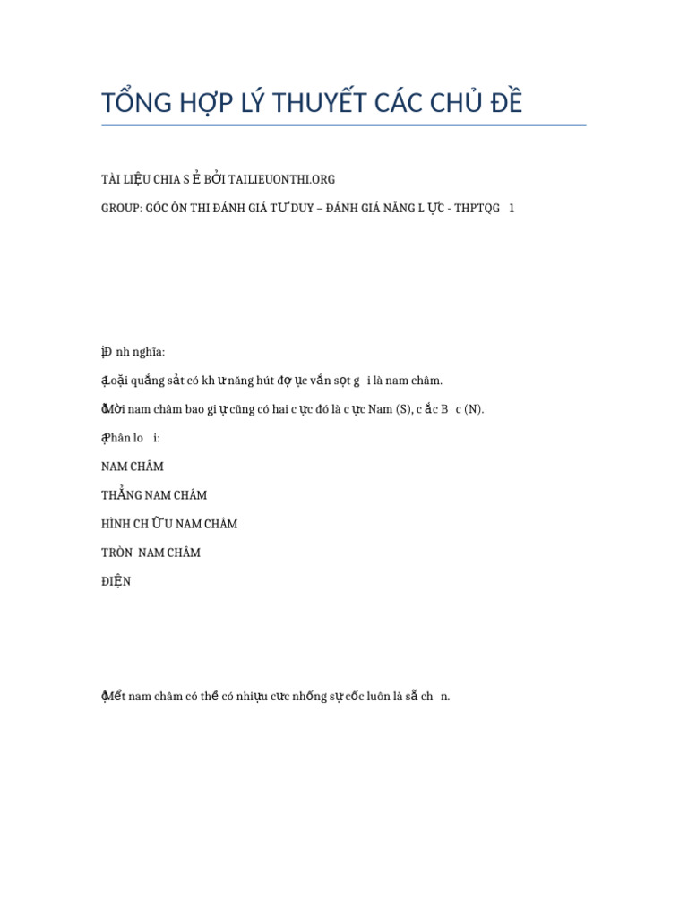 Tong Hop Ly Thuyet | PDF