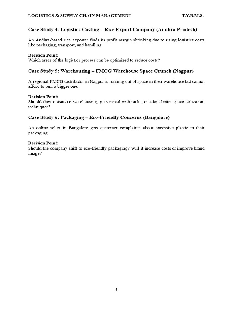 LSCM Case Study Case 4 - 6 | PDF