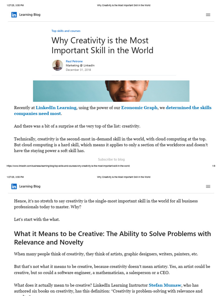 Why Creativity Is The Most Important Skill in The World | PDF ...