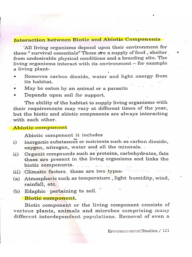 Interaction Between Biotic and Abiotic Components | PDF