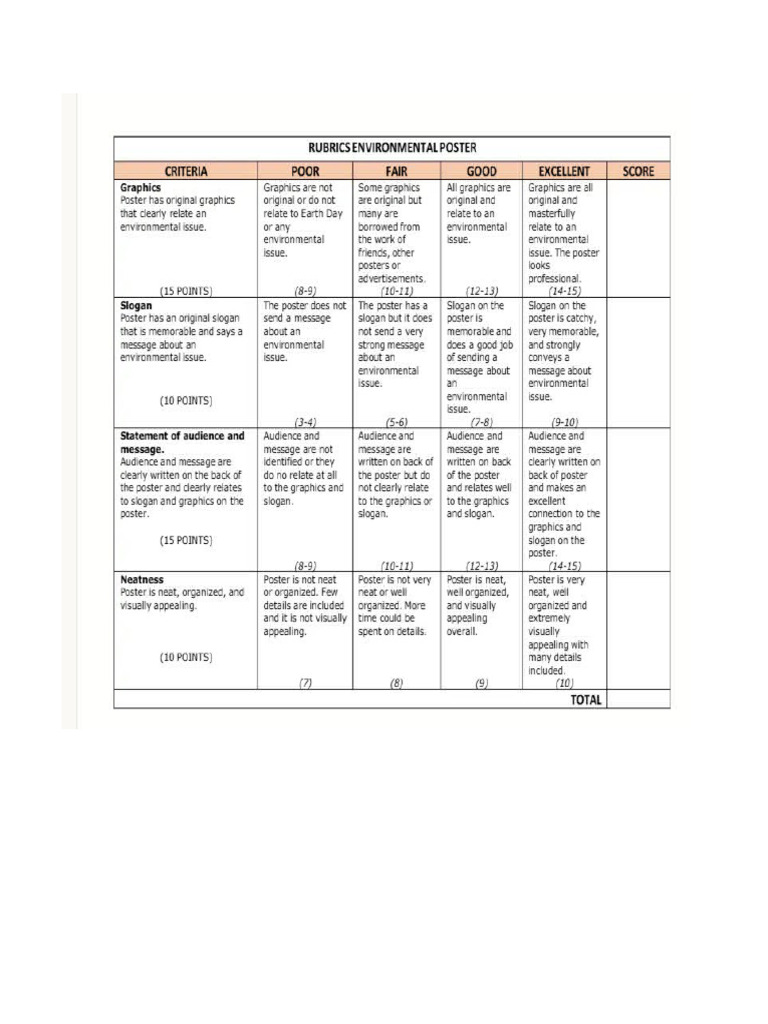 Rubrics For Environmental Poster | PDF