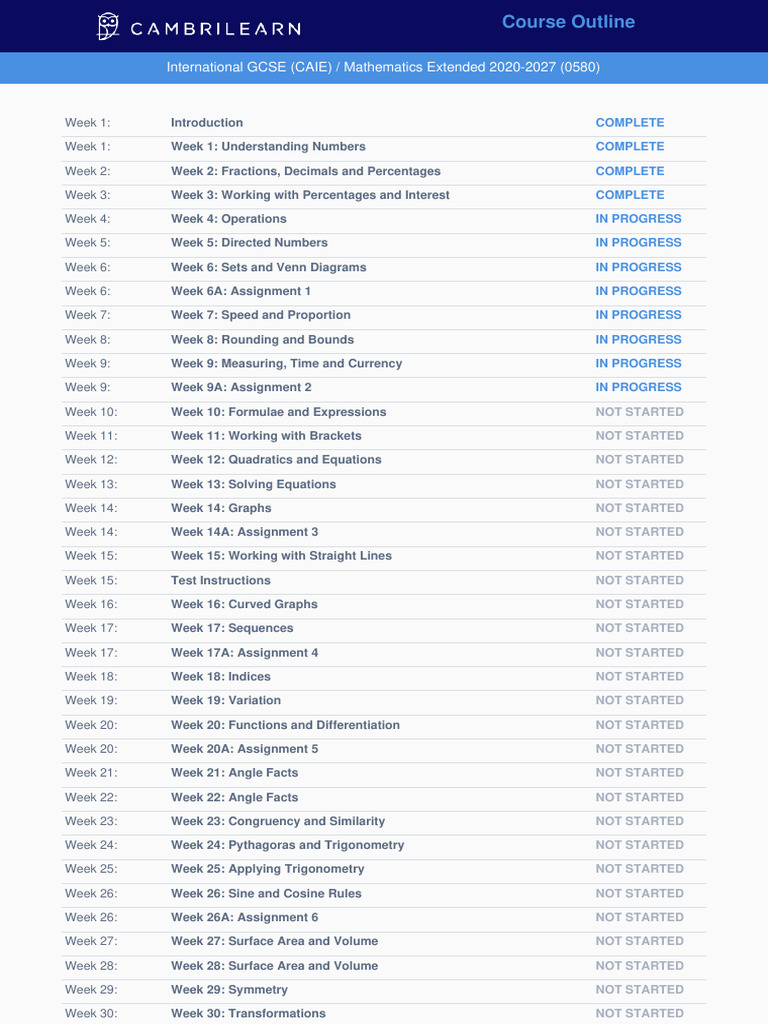 Zachary Human Mathematics Extended 2020-2027 (0580) Course Outline ...
