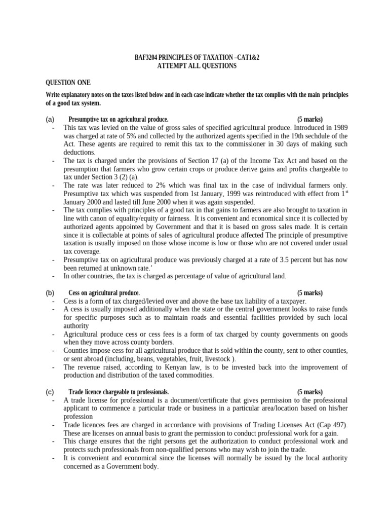 Baf3204 Principles of Taxation-Cat1 - 2 | PDF | Taxes | Expense