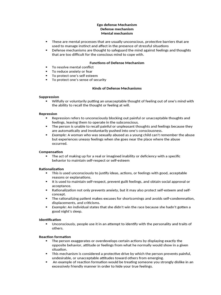 Understanding Ego Defense Mechanisms | PDF | Feeling | Self Esteem