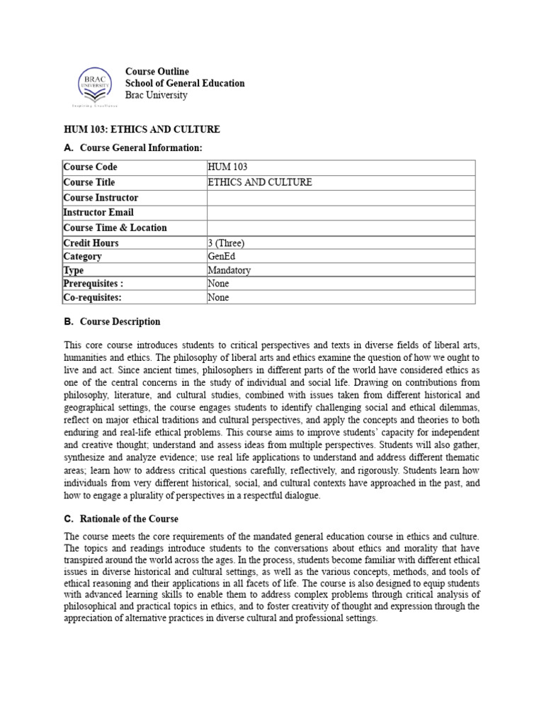 HUM 103 SUMMER 2024 OBE Course Outline Sunday & Tuesday | PDF ...