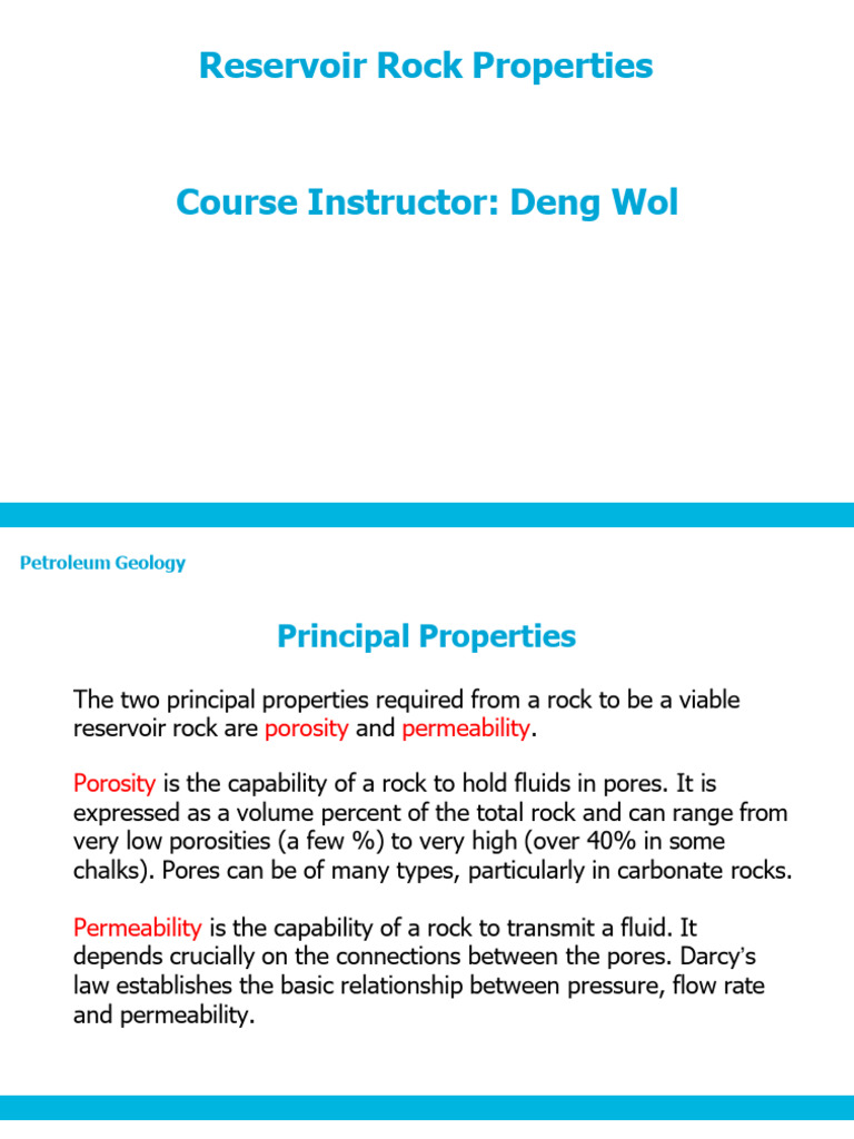 Reservoir Rock Properties Explained | PDF | Porosity | Limestone