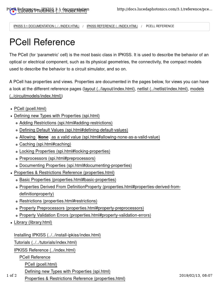 PCell Reference for IPKISS 3.1 | PDF | Computing | Computer Engineering