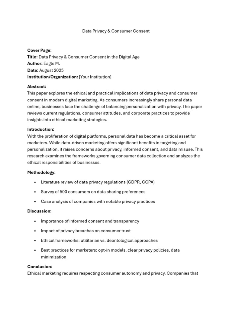 Data Privacy & Consent in Marketing | PDF