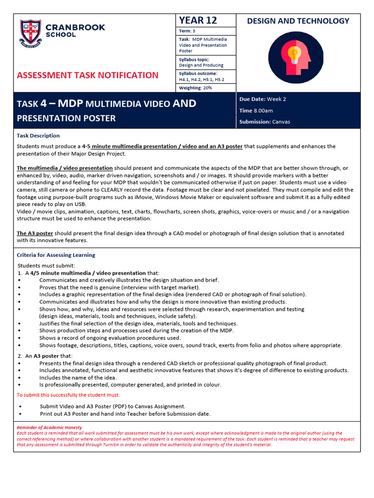 Task 4 - Multimedia Presentation and Poster - Updated 2024 | PDF ...
