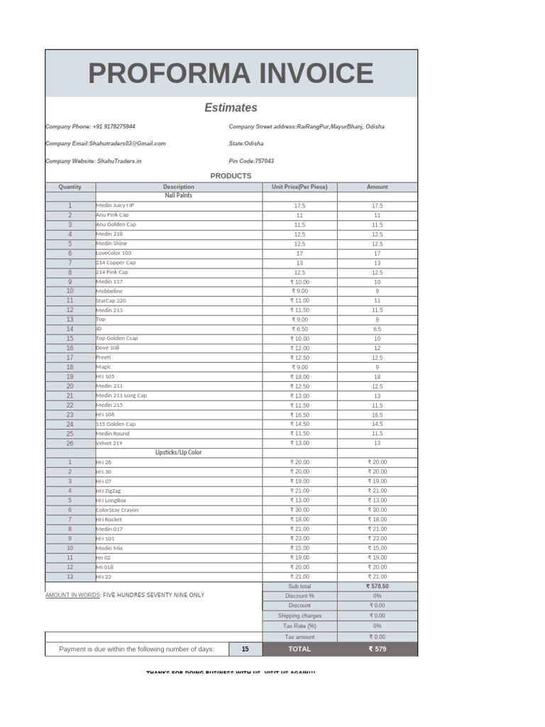 Proforma Invoice With Discount | PDF