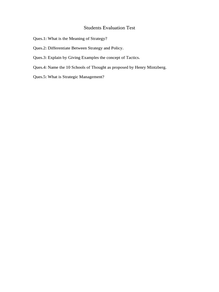 Students Evaluation Test Questions | PDF