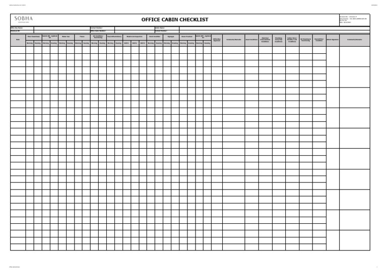 Annexure E - Office, Cabin - Cleaning & Inspection Checklist | PDF