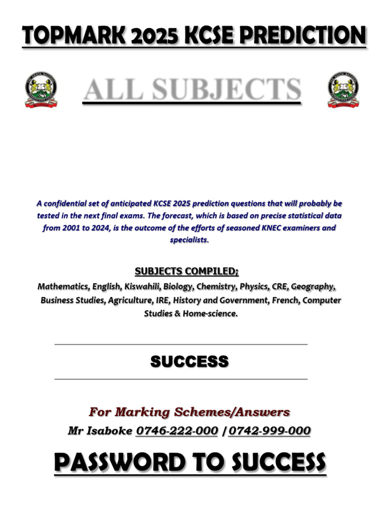 KCSE 2025 Prediction Questions Guide | PDF | Chemical Reactions ...
