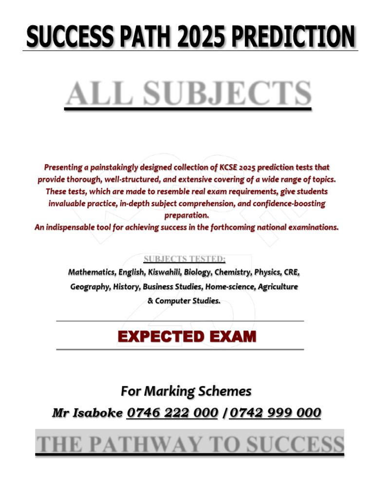 Success Path 2025 Kcse Prediction | PDF | Alcoholism | Jesus