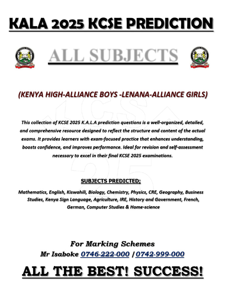 Kala Kcse 2025 Prediction | PDF | Chemical Elements | Axon